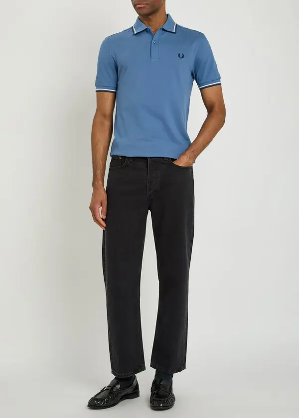 Fred Perry Twin Tipped Logo Piqué Cotton Polo Shirt - Blue