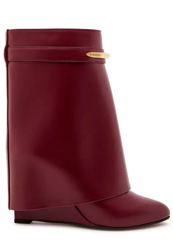 Givenchy Shark 95 Leather Mid-calf Boots - Burgundy