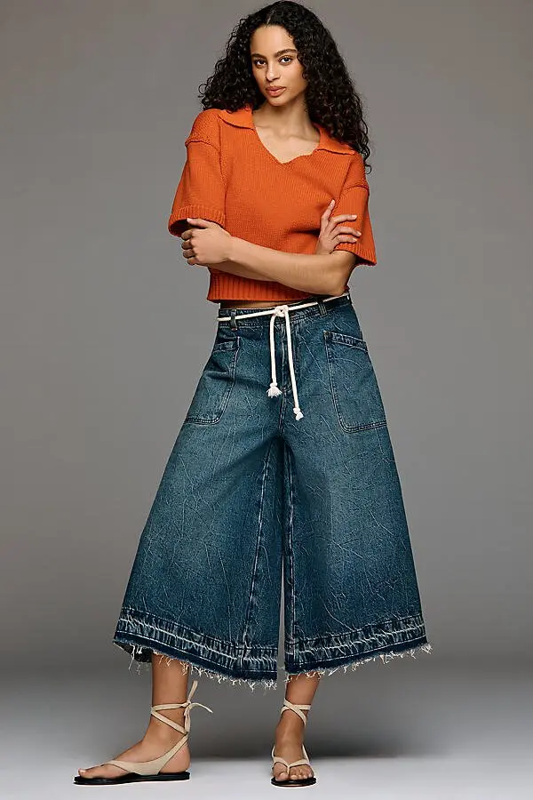 PILCRO A-reworked High-rise Culotte Jeans - Medium Denim