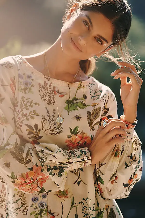 RO'S GARDEN Linda Long-sleeve Midi Dress