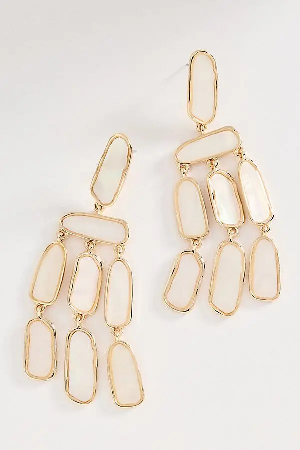 Anthropologie Stone Drop Earrings - Opal/pearl