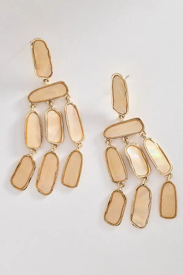 Anthropologie Stone Drop Earrings - Peach