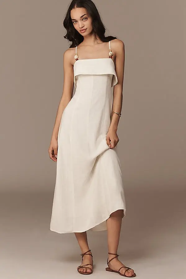 Anthropologie Beaded-strap A-line Midi Dress