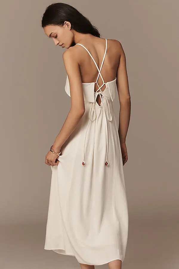 Anthropologie Beaded-strap A-line Midi Dress