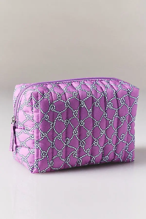 Anthropologie Printed Quilted Cosmetic Bag - Purple Rope
