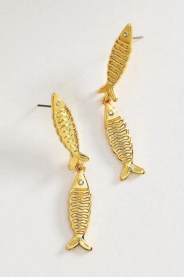 FRASIER STERLING Gone Fishing Earrings - Gold