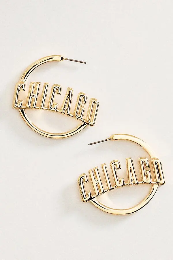 Baublebar Nameplate Hoop Earrings - Chicago Cubs