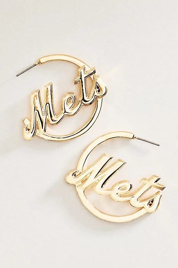 Baublebar Nameplate Hoop Earrings - Mets