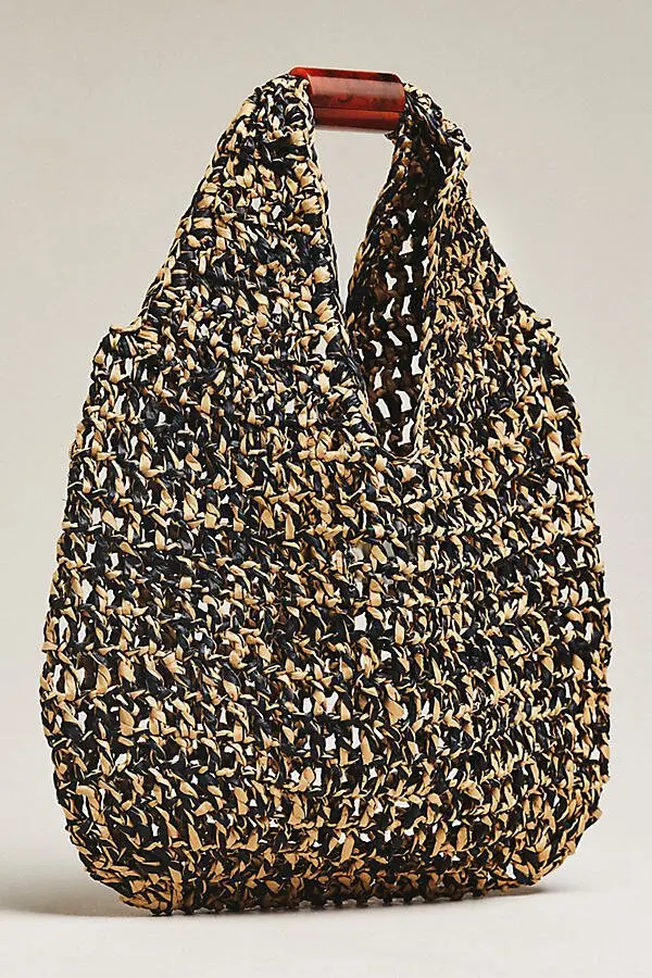 L*Space Faye Raffia Shoulder Bag - Black