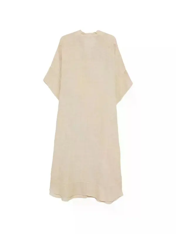 120% Lino V-neck Linen Shift Dress - Neutrals