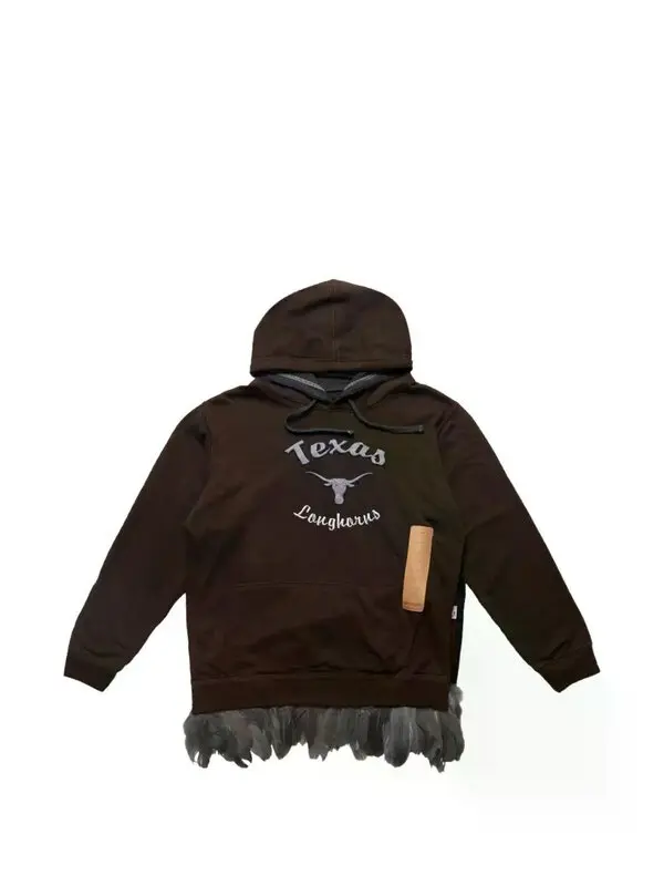 4SDESIGNS Feather-trim Texas Longhorns Hoodie - Brown