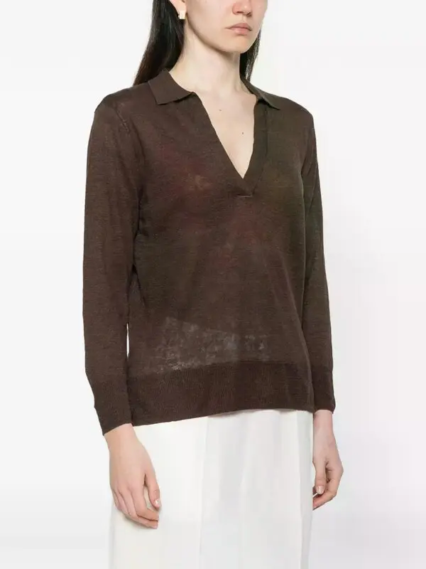 Majestic Filatures Collared V-neck Sweater