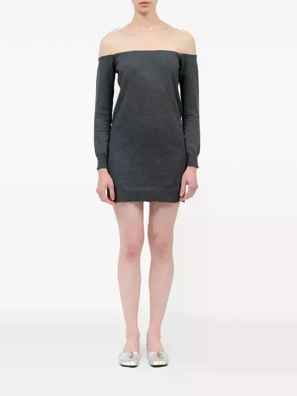 MAISON MARGIELA Long Sleeve Cotton Mini Dress - Grey