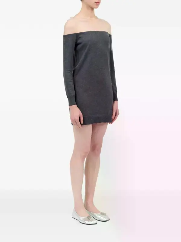 MAISON MARGIELA Long Sleeve Cotton Mini Dress - Grey