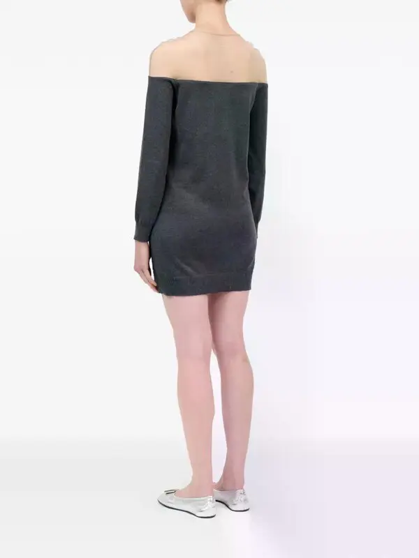 MAISON MARGIELA Long Sleeve Cotton Mini Dress - Grey
