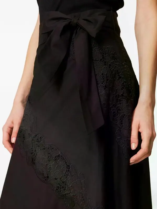 TWINSET Midi Lace Belted Skirt - Black