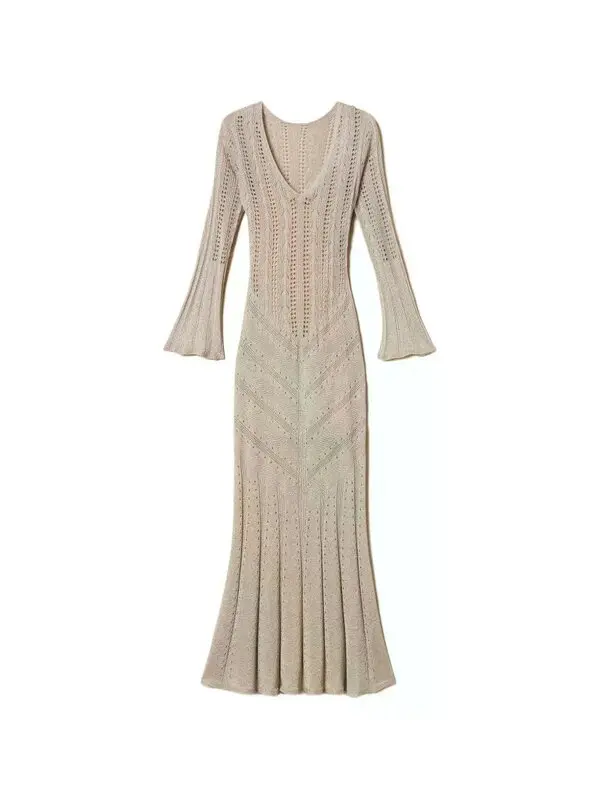 TWINSET Midi V-neck Dress With Flared Hem