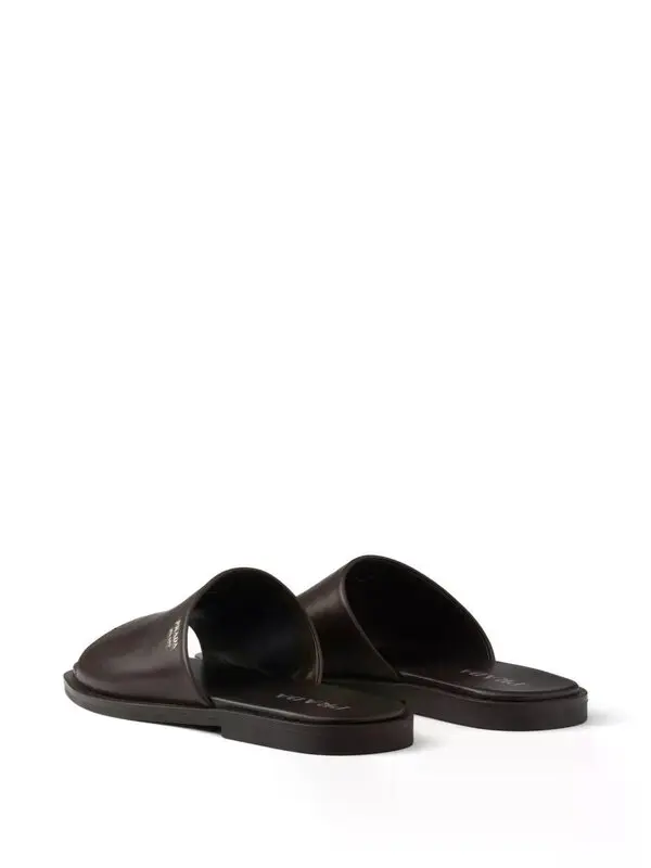 Prada Leather Slides - Brown