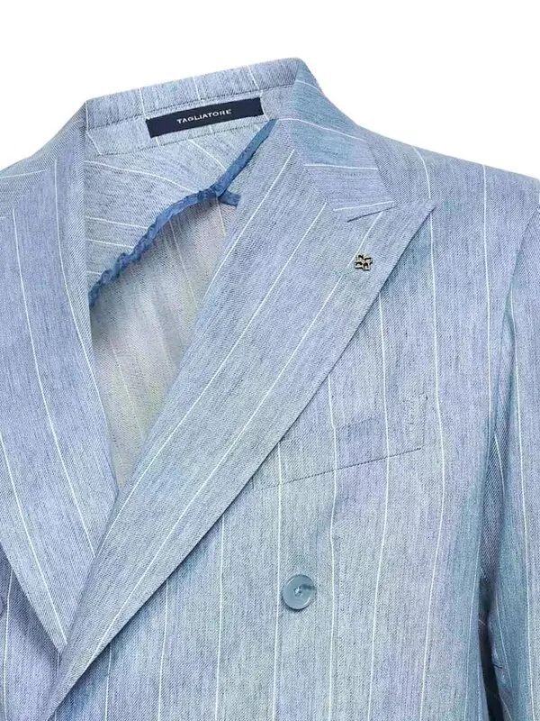 Tagliatore Peak Lapel Striped Jacket - Blue