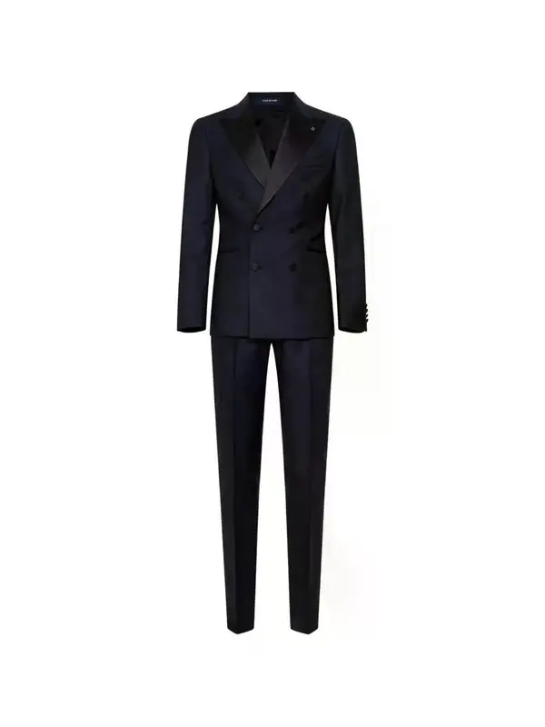Tagliatore Double-breasted Jacquard Suit - Blue
