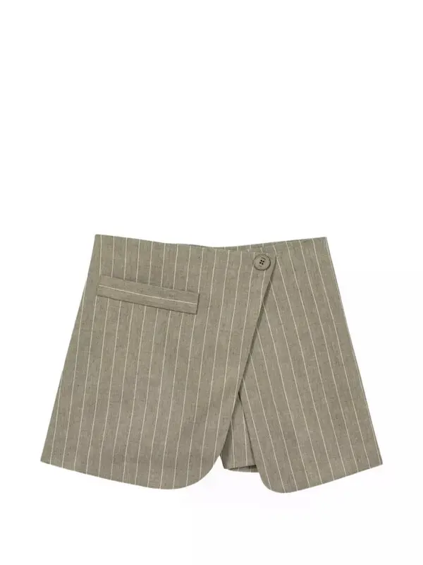Maje Striped Linen Blend Skort With Oversized Button