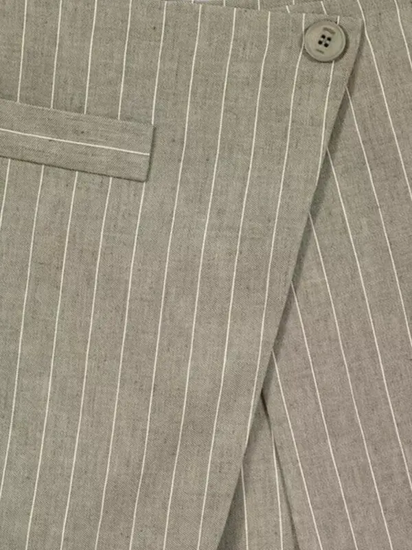 Maje Striped Linen Blend Skort With Oversized Button