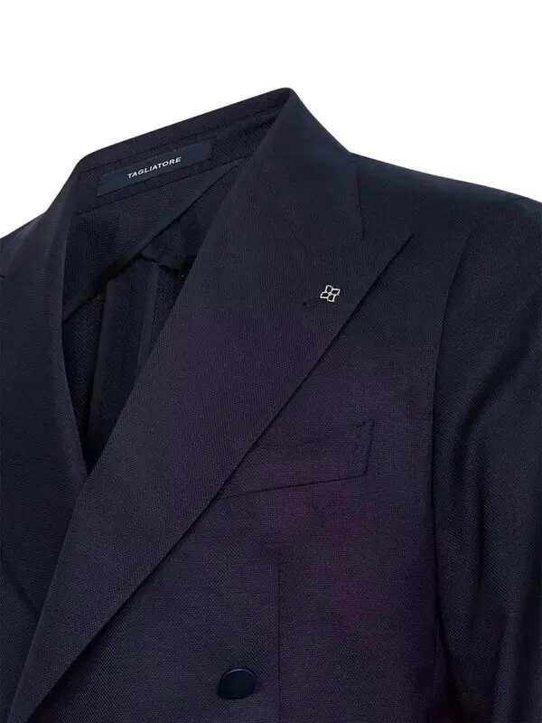 Tagliatore Double-breasted Peak Lapel Jacket - Blue