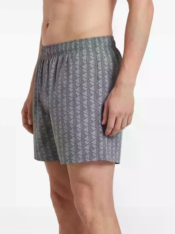 Lacoste Geometric-print Swim Shorts - Grey