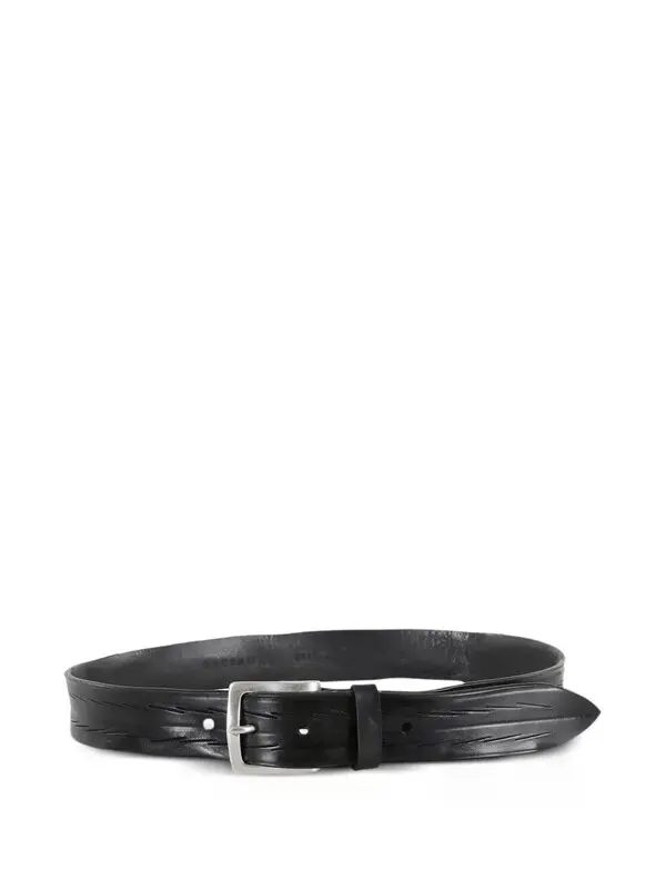 Orciani Textured Leather Belt With Silver-tone Buckle - Black