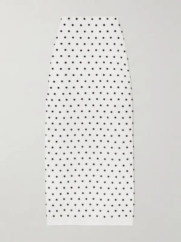 Carolina Herrera Crystal-embellished Knitted Midi Skirt - White