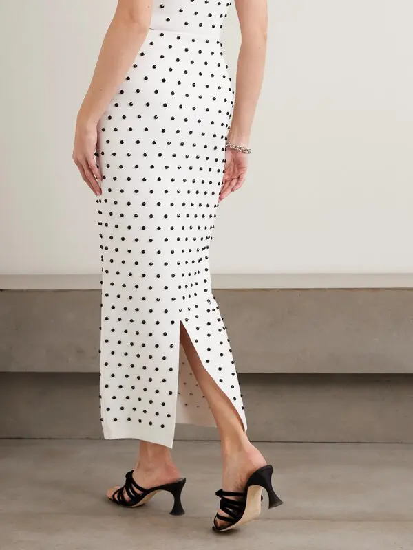 Carolina Herrera Cropped Crystal-embellished Knitted Top