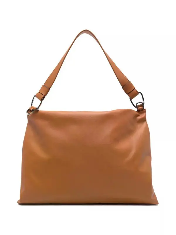 CROMIA Leather Tote Bag With Chain - Brown