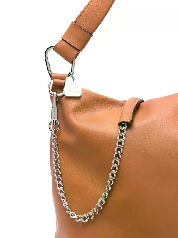CROMIA Leather Tote Bag With Chain - Brown
