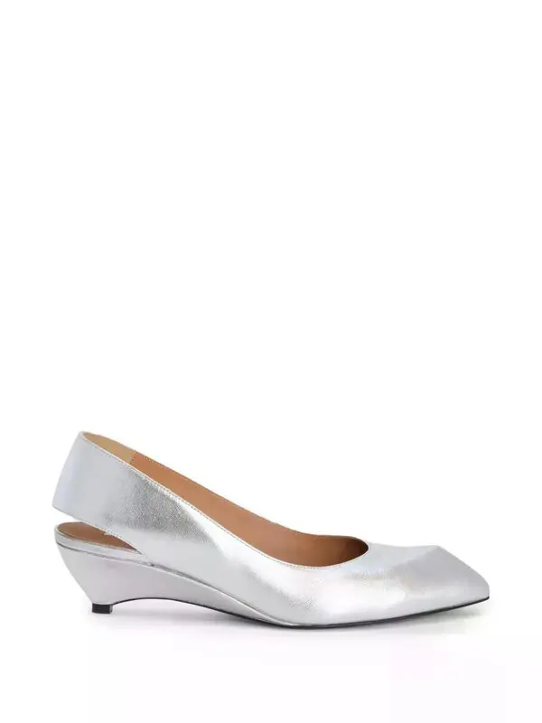 JIL SANDER Laminated Leather Slingback Pumps - Silver