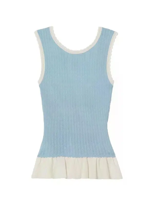 Claudie Pierlot Sleeveless Knit Top With Ruffle Hem - Blue