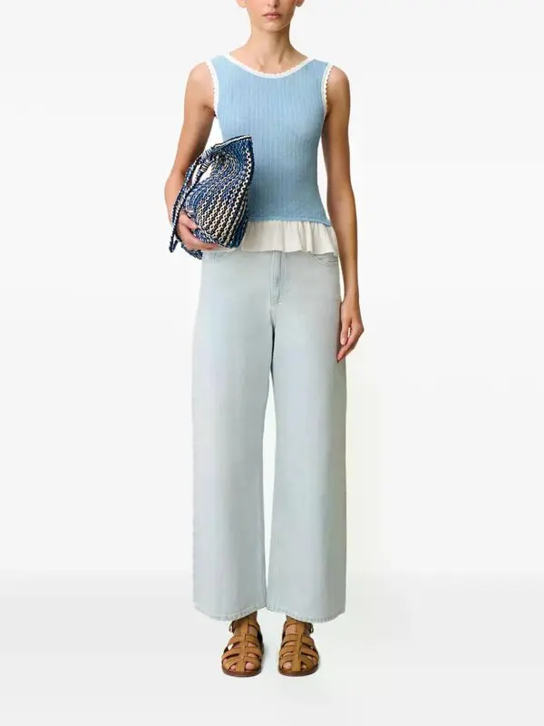 Claudie Pierlot Sleeveless Knit Top With Ruffle Hem - Blue