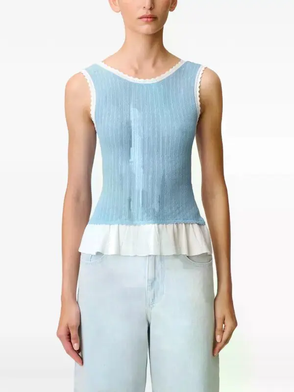 Claudie Pierlot Sleeveless Knit Top With Ruffle Hem - Blue