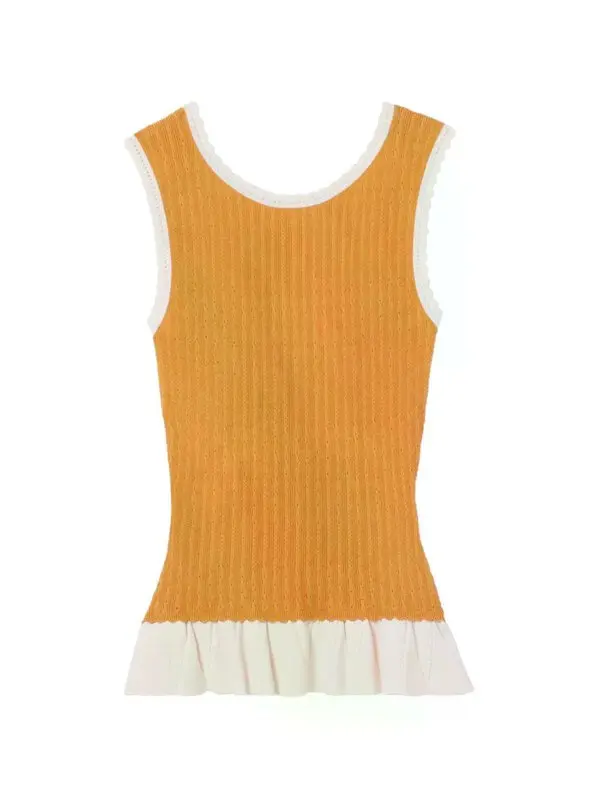 Claudie Pierlot Sleeveless Ruffled Scallop Knit Top - Yellow