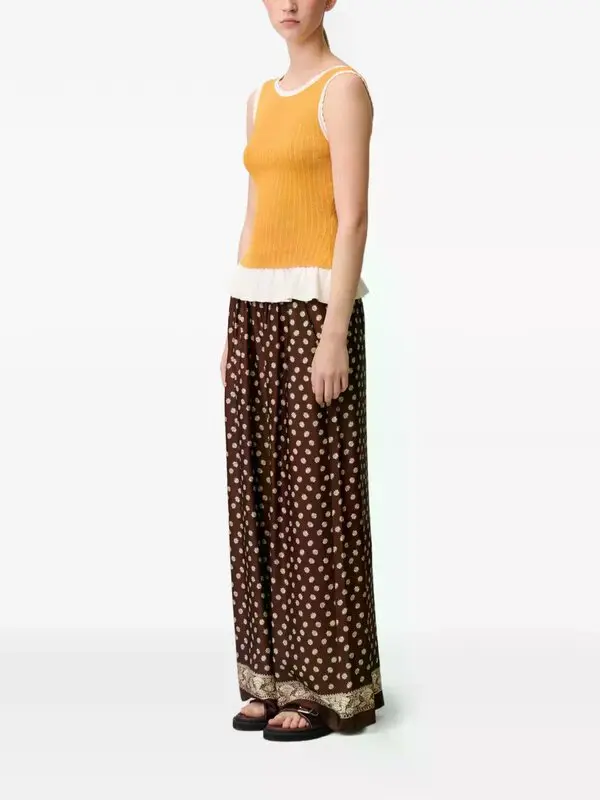 Claudie Pierlot Sleeveless Ruffled Scallop Knit Top - Yellow