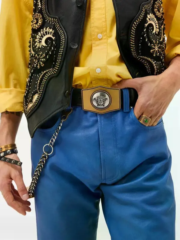 Versace Calf Leather Belt With Medusa Buckle