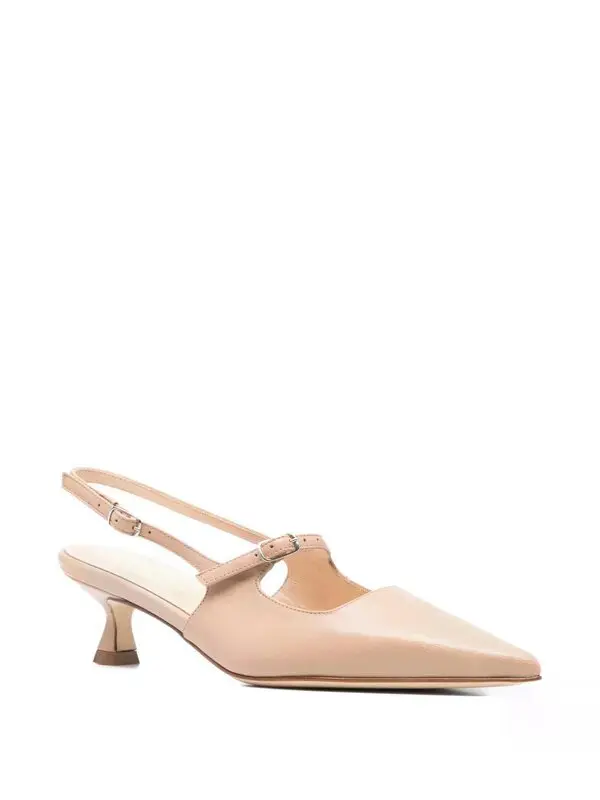 ANNA F. Pointed-toe Leather Slingback Pumps