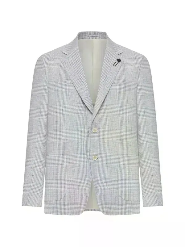 LARDINI Plaid-check Blazer - Blue