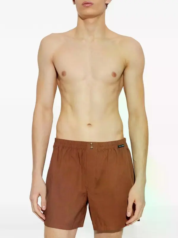 Dolce & Gabbana Cotton Poplin Boxer Shorts - Brown
