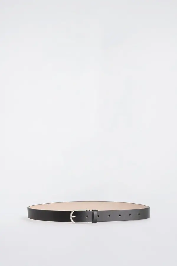 Cos Rounded-buckle Leather Belt - Black