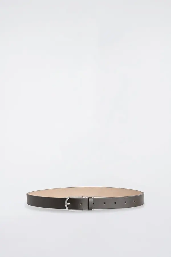 Cos Rounded-buckle Leather Belt - Brown