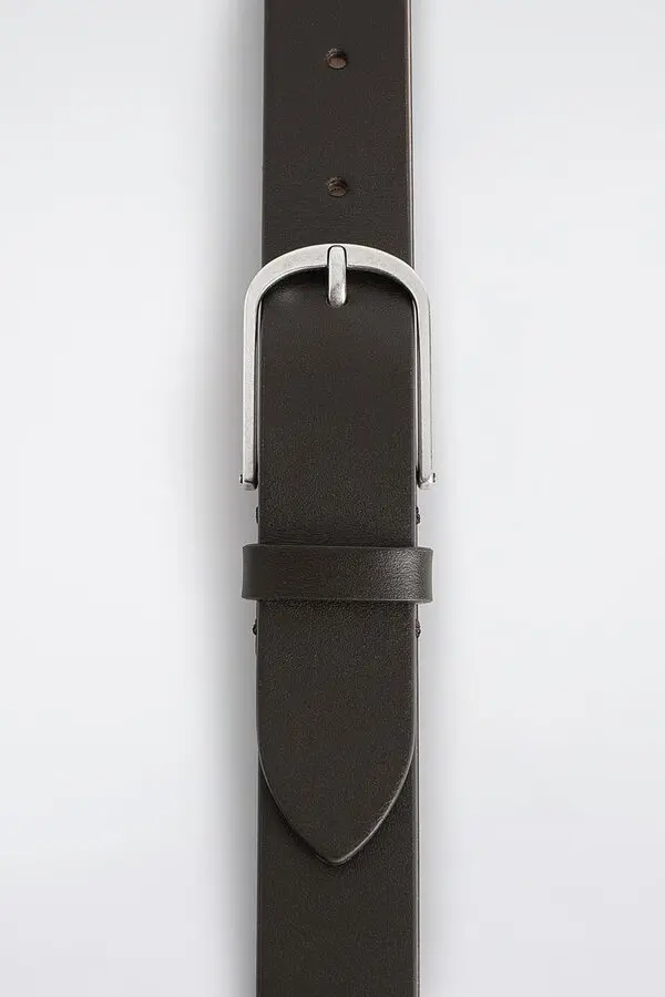 Cos Rounded-buckle Leather Belt - Brown