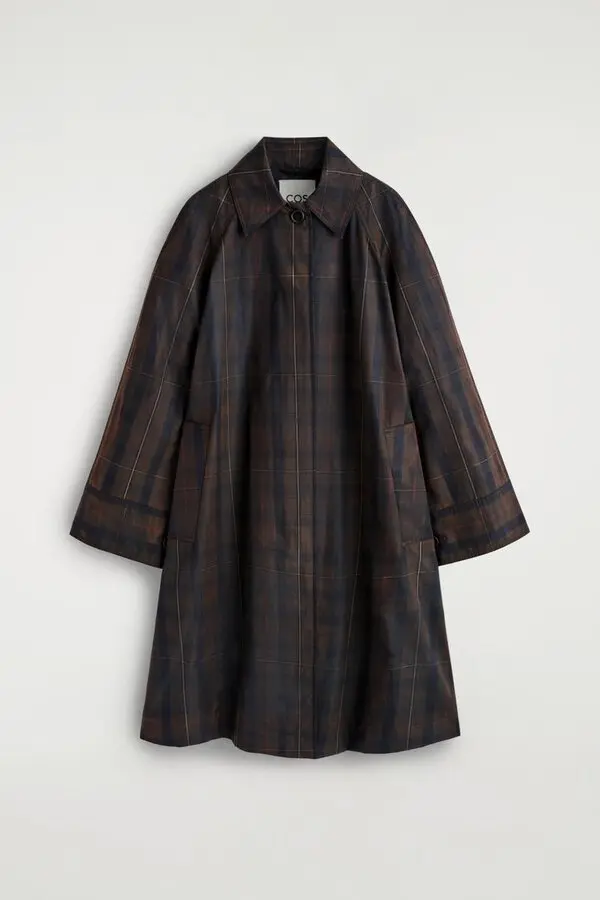 Cos Checked Waxed-cotton Car Coat