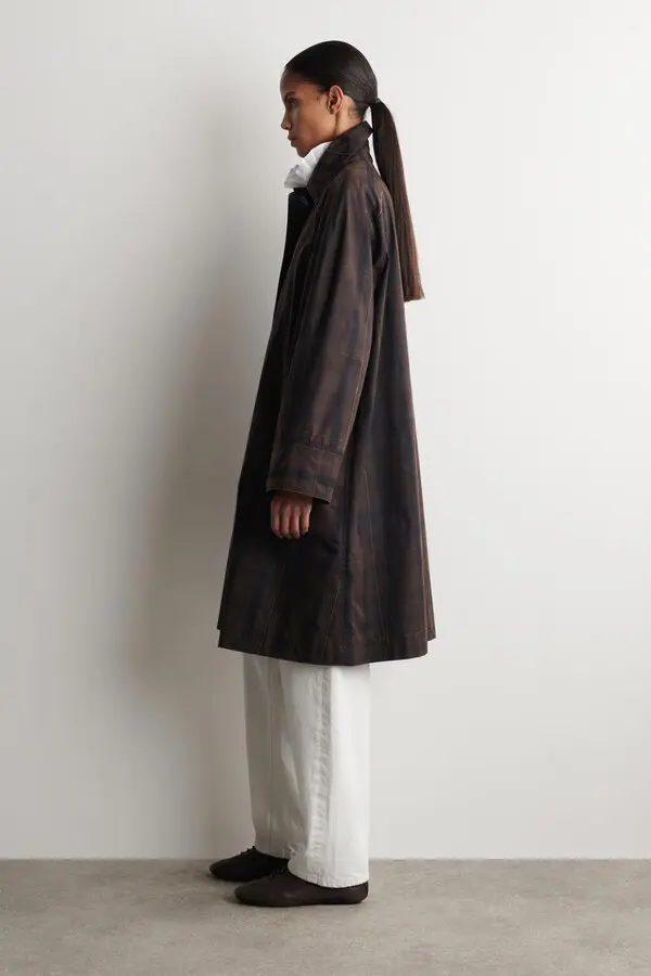 Cos Checked Waxed-cotton Car Coat