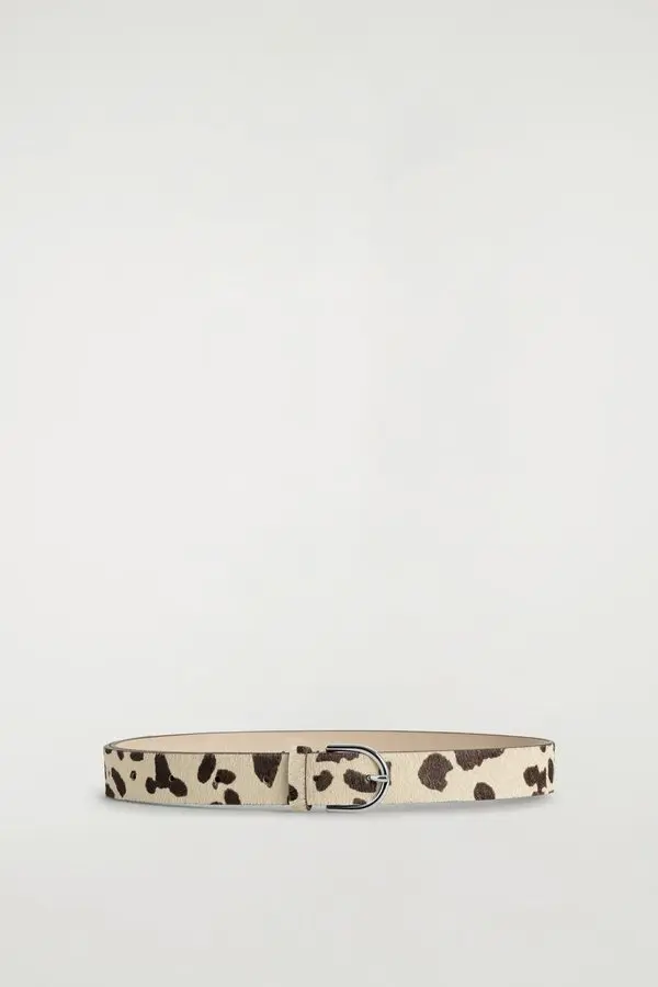 Cos Animal-print Pony Hair-effect Leather Belt - Beige