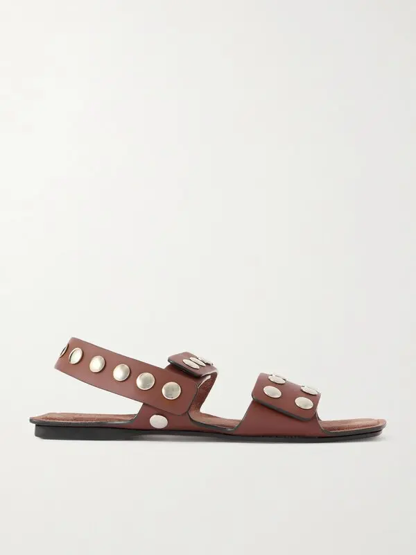 Khaite Boden Studded Leather Sandals - Brown